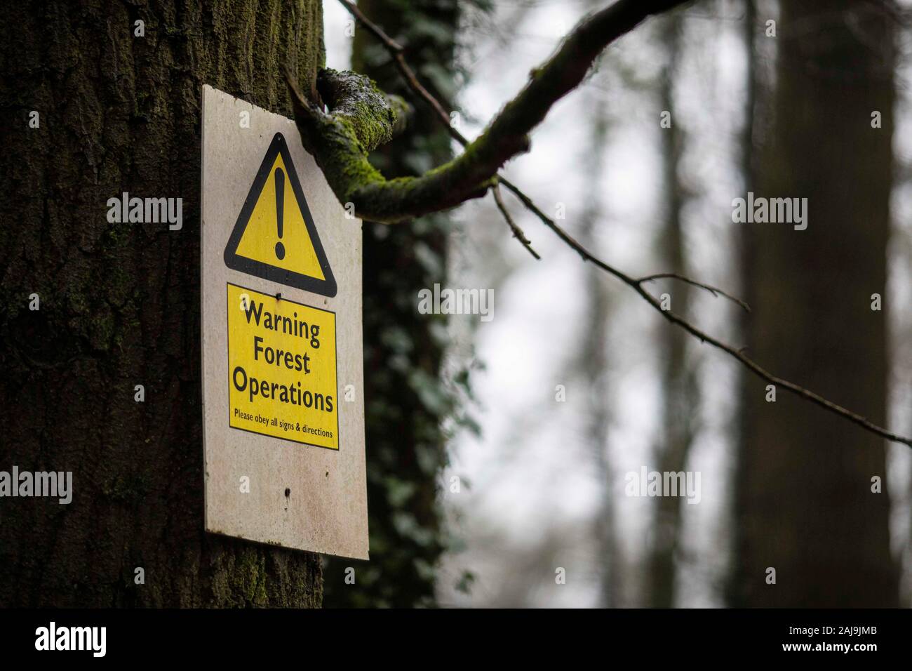 Warning forest operations sign hi-res stock photography and images - Alamy