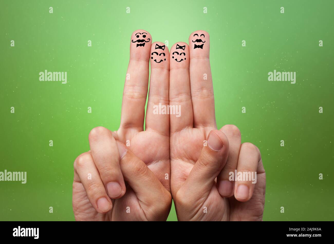 Elegant happy face fingers hugs each other Stock Photo - Alamy