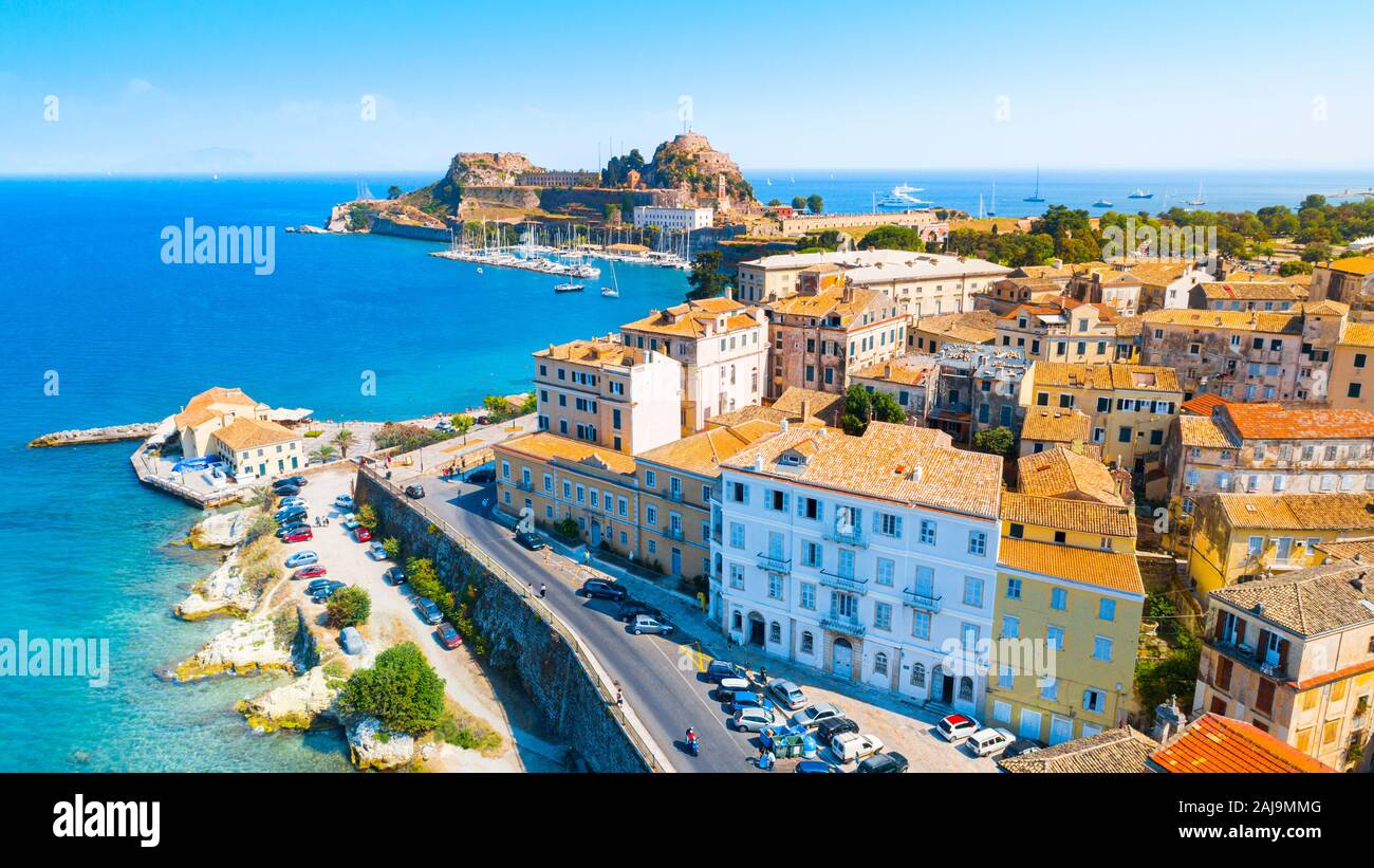 Panoramic view of Kerkyra, capital of Corfu island, Greece Stock Photo ...