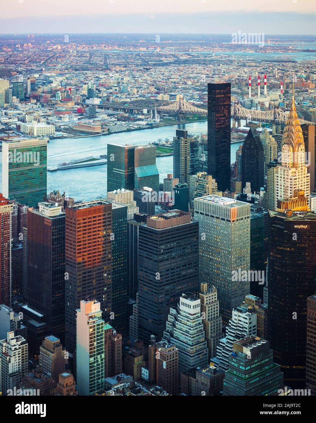 Aerial view on Midtown district of Manhattan New York NYC reflex Stock ...