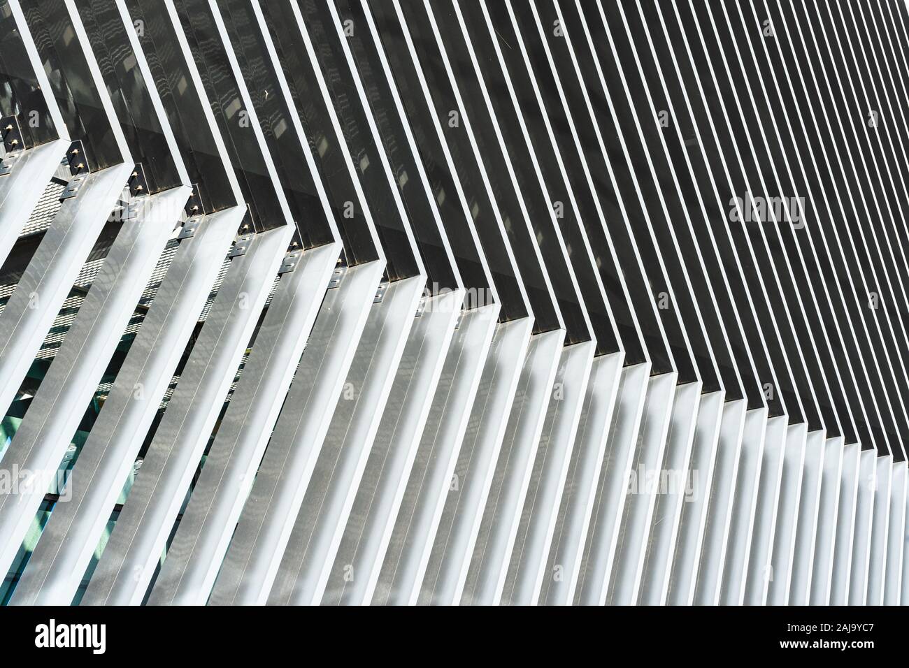 Angled parallel lines on the facade of a modern architecture building ...