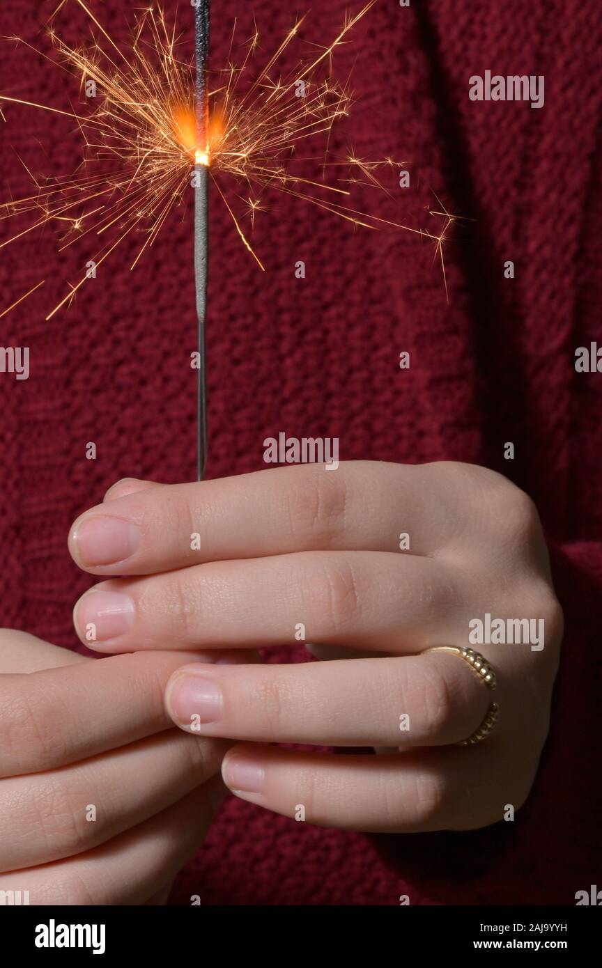 Woman Hands Party Sparkle Fire Burn Stock Photo - Alamy