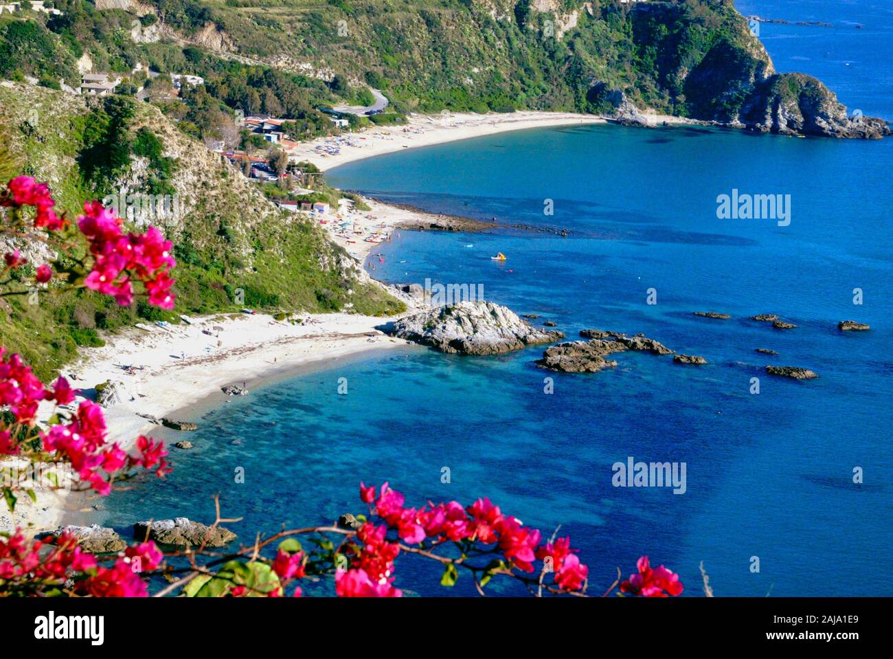 Steep coast at Capo Vaticano, Tyrrhenian Sea, Calabria, southern Italy ...