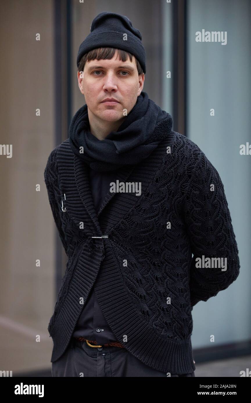 03 January 2020, Hamburg: The artist Marten Schech is standing in the ...