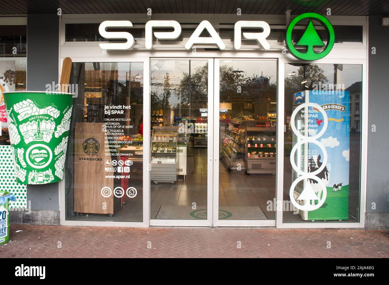 Arnhem, Netherlands - November 17,2019: Entrance of Spar store in ...