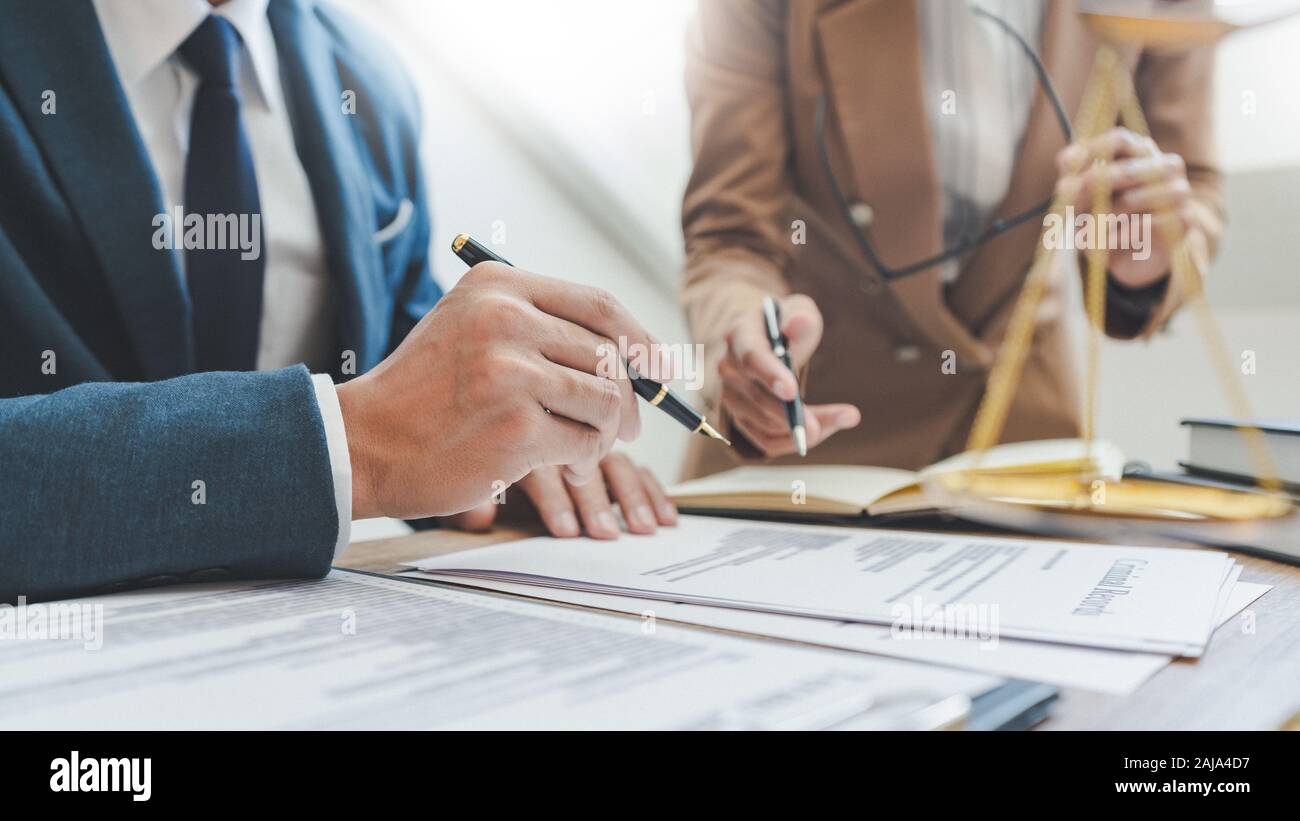 Lawsuit and justice concept, Lawyer working with partner at law firm ...