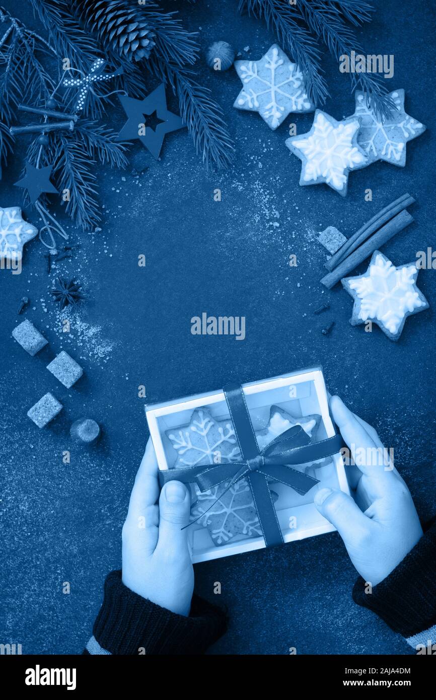 Classic blue 2020. Gradient color palette. Christmas gingerbread ...