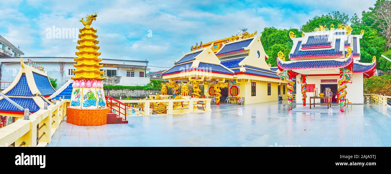 PHUKET, THAILAND - APRIL 30, 2019: Panorama of Sam Sae Chu Hut Chinese ...