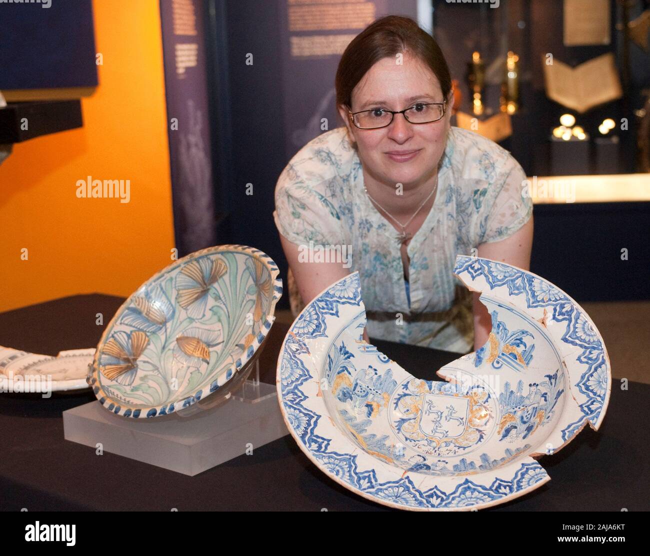 Liz Goodman conservator at the Museum of London with one of the 17th ...