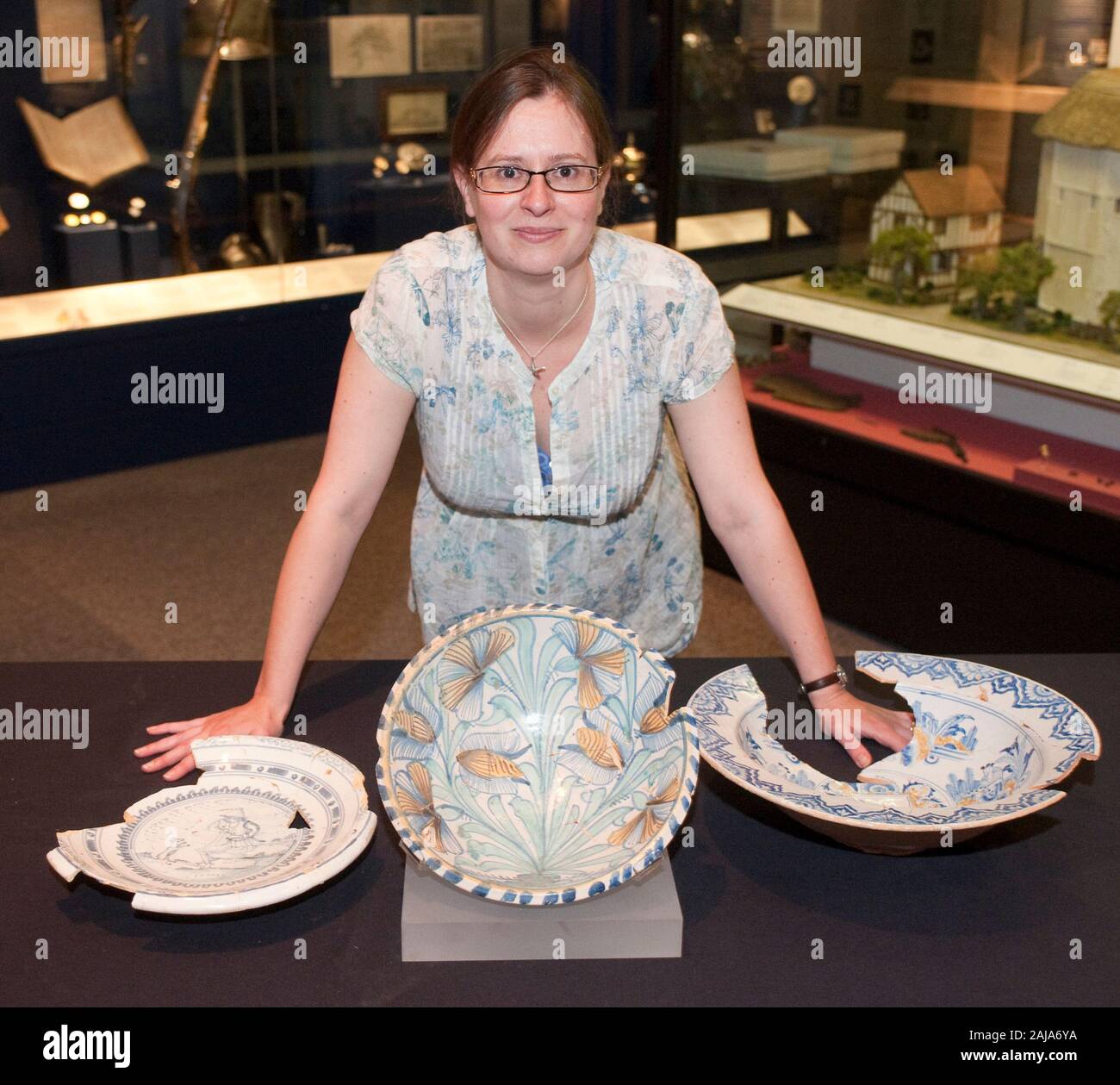Liz Goodman conservator at the Museum of London with one of the 17th ...
