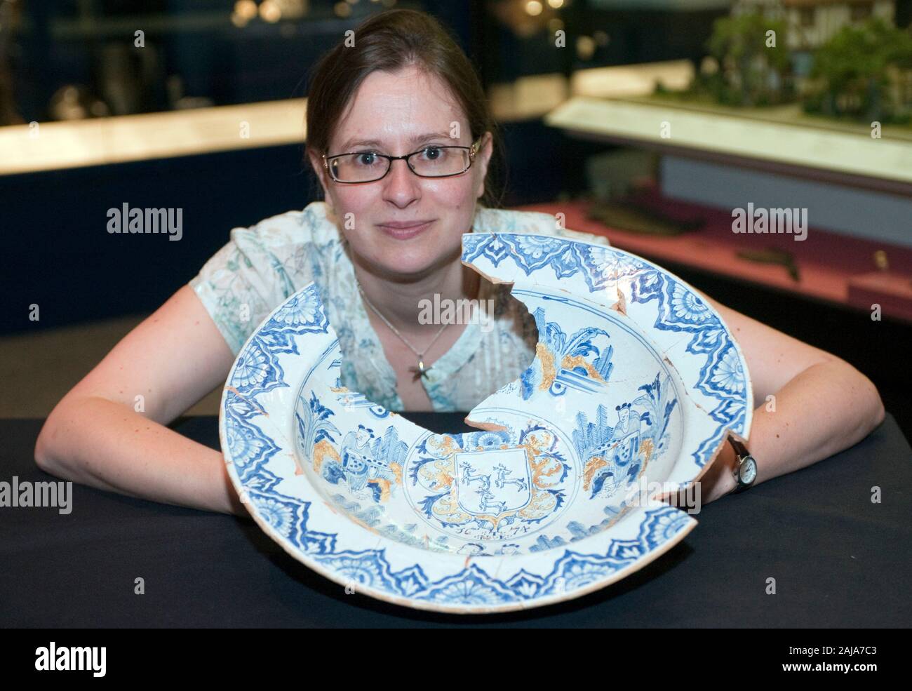 Liz Goodman conservator at the Museum of London with one of the 17th ...