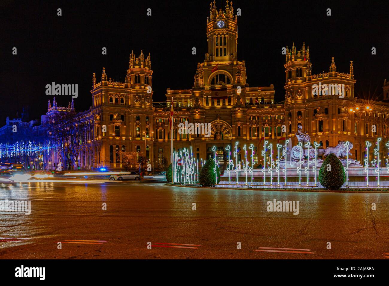 Plaza de Cibeles with the Cybele Palace ,formerly named Palace of ...