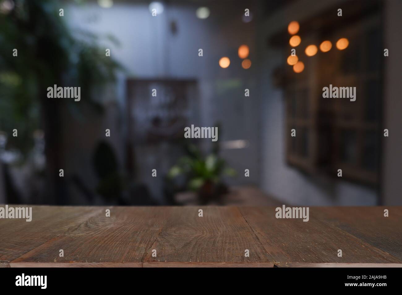 Wood table front view hi-res stock photography and images - Alamy