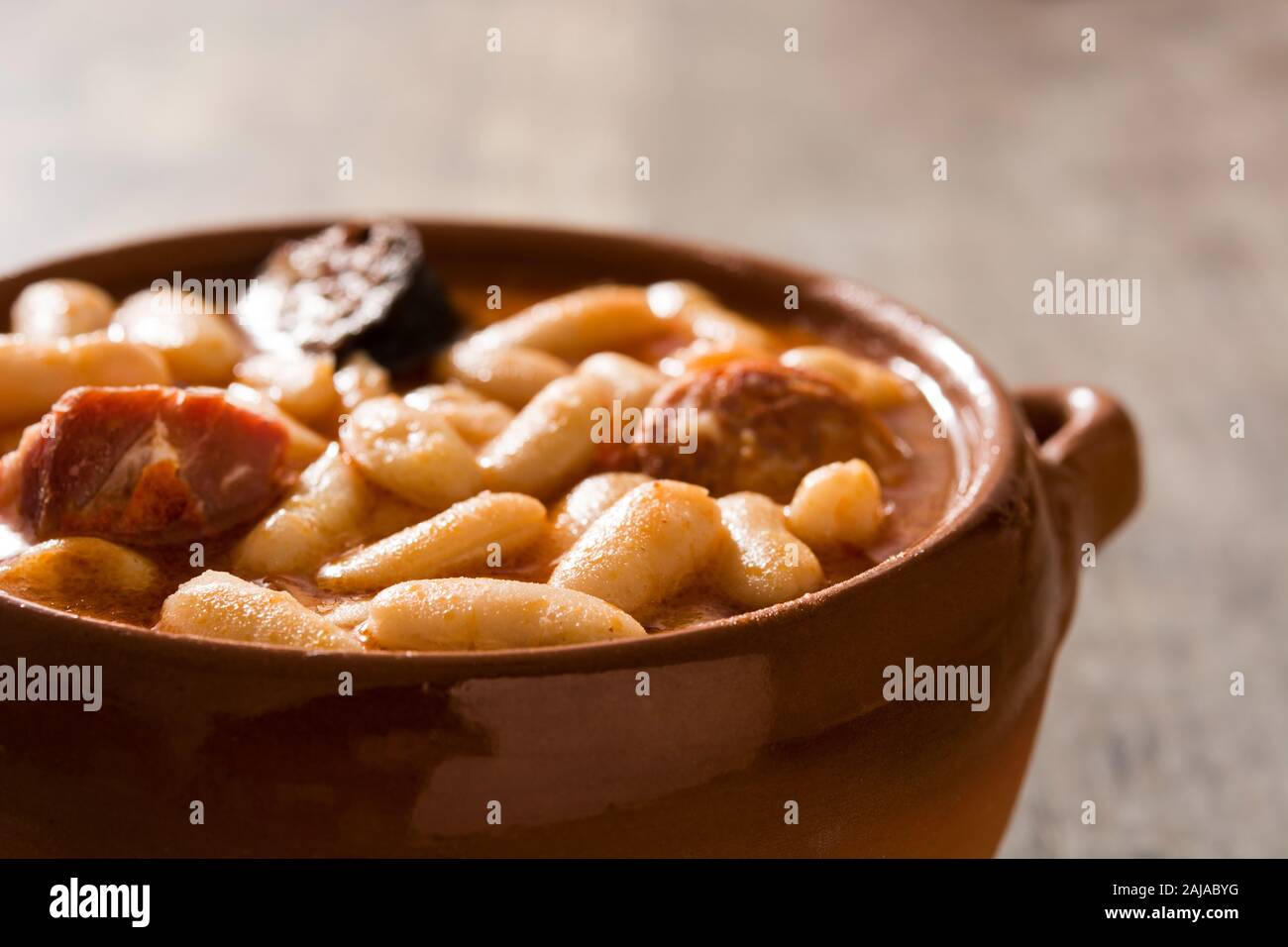Typical Spanish fabada asturiana background Stock Photo - Alamy