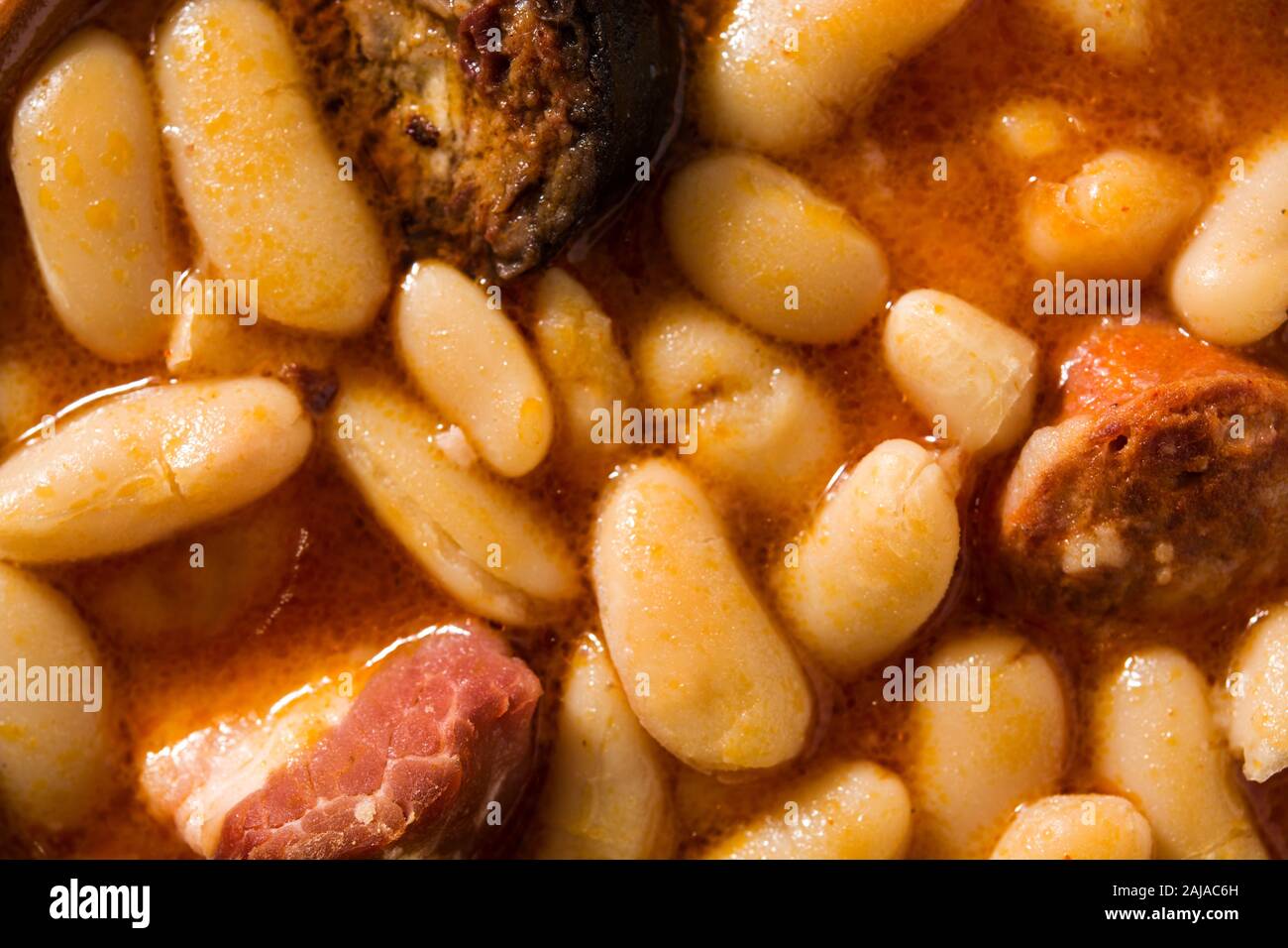 Typical Spanish fabada asturiana background Stock Photo - Alamy