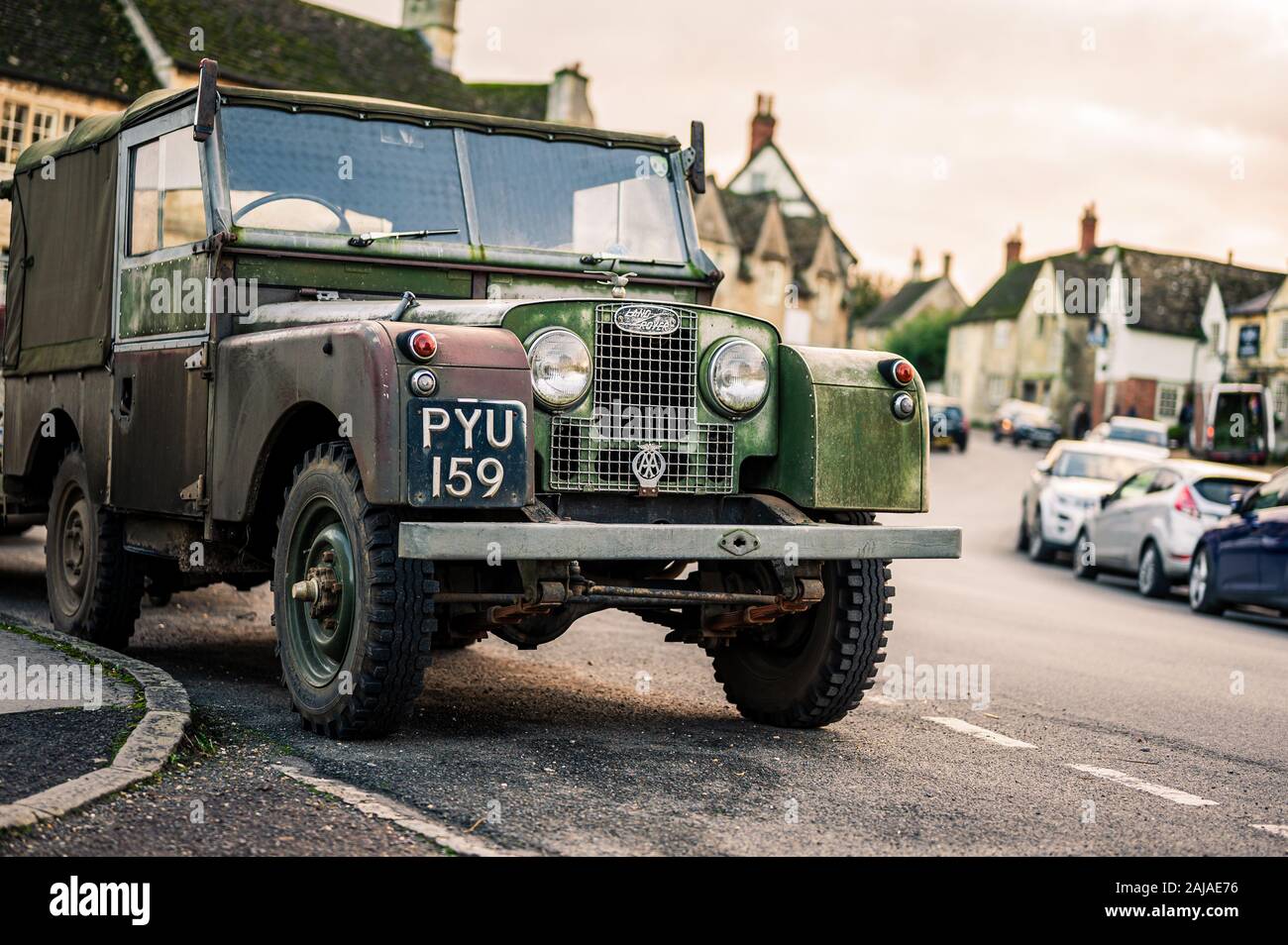 Land Rover Parked on Street in Lacock Village, Wiltshire, UK Stock ...