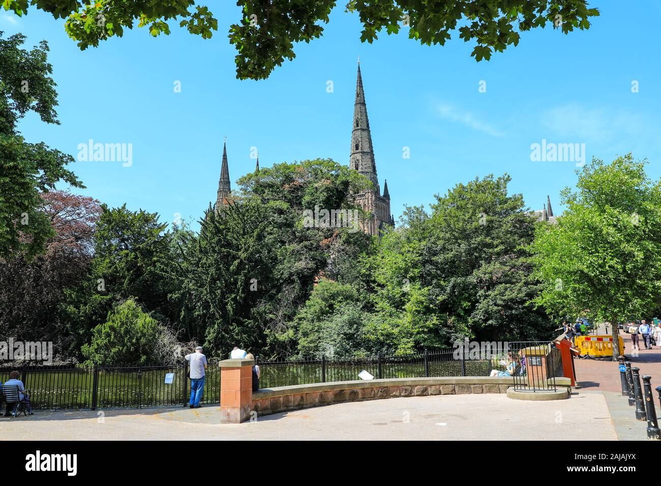 A view of Lichfield Cathedral from over Minster Pool, Lichfield ...