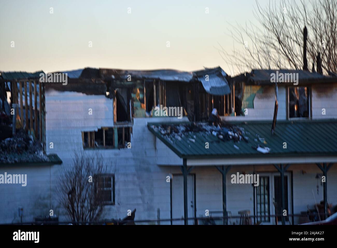 Fire Damaged Farm Home Stock Photo - Alamy