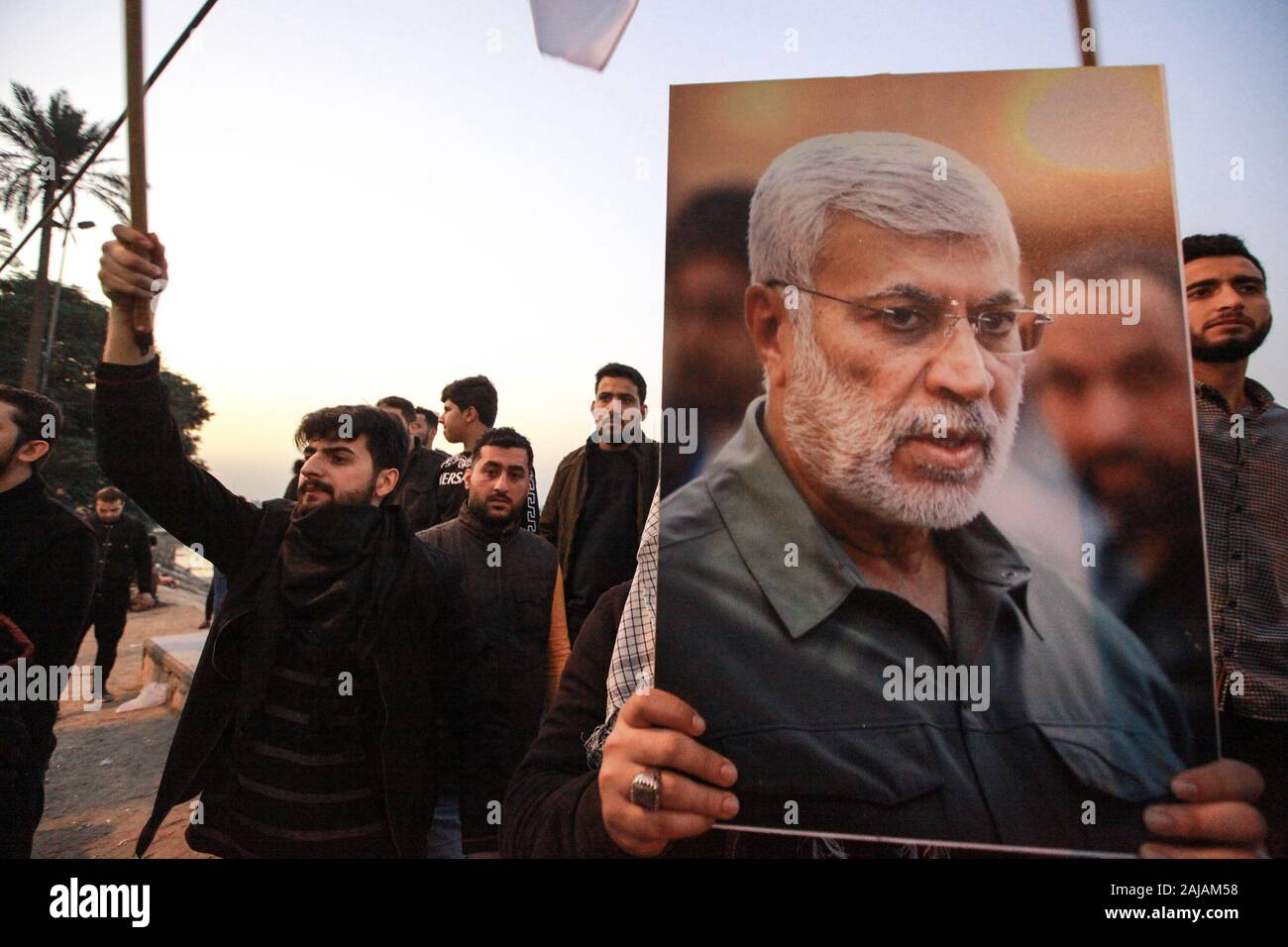 03 January 2020, Iraq, Baghdad: Supporters of the predominantly Shia ...