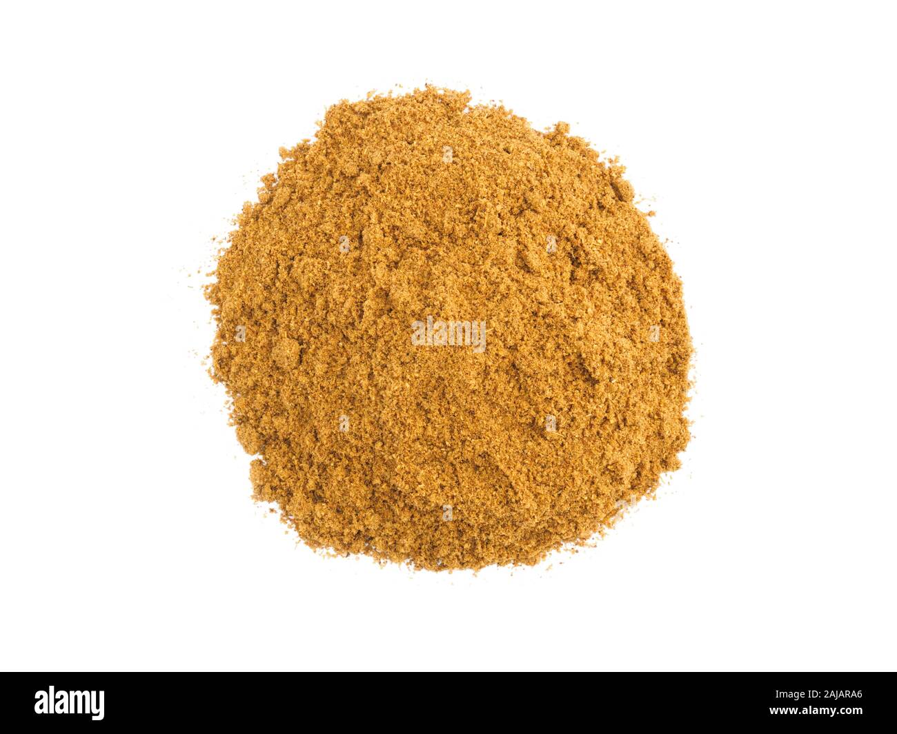 A round bunch of masala powder on white isolated background. Indian ...
