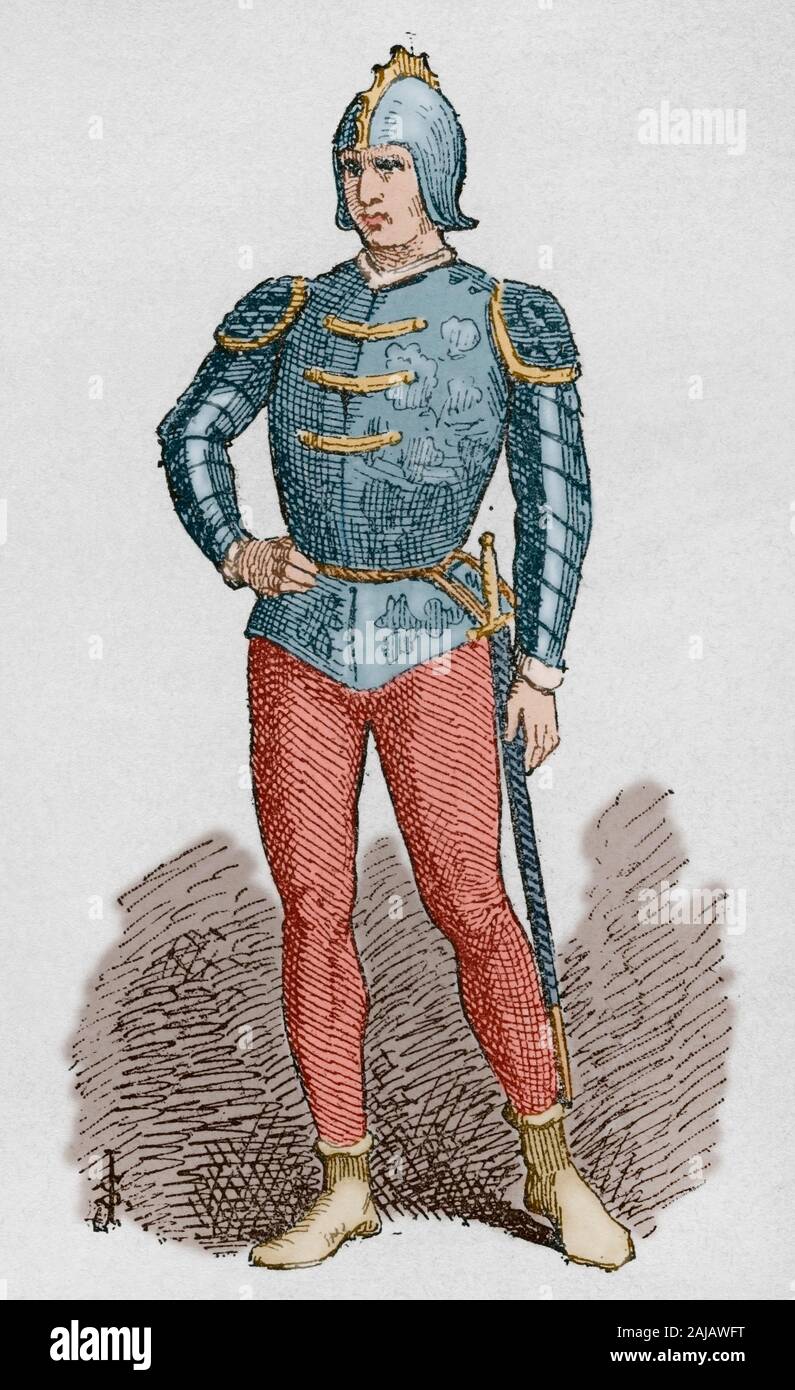 Soldier of the Crown of Aragon. Engraving. Museo Militar, 1883. Later ...