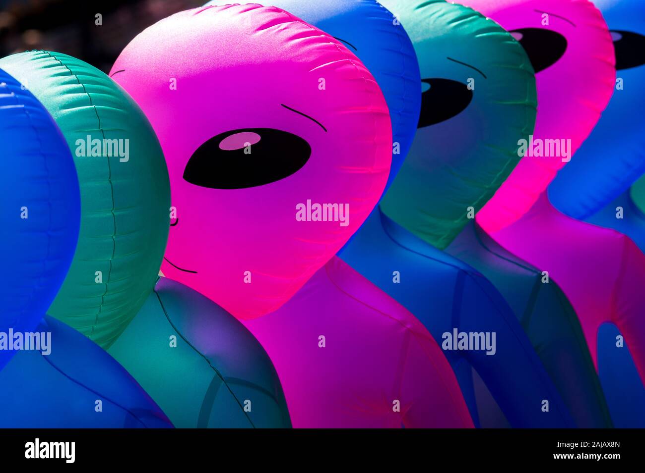 Evergreen State Fair, game booths with multicolored Alien balloons ...