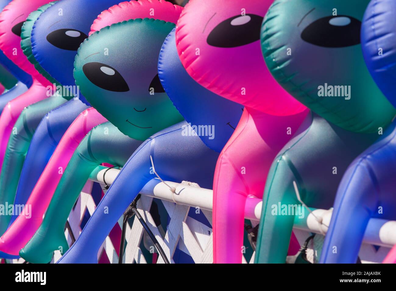 Evergreen State Fair, game booths with multicolored Alien balloons ...