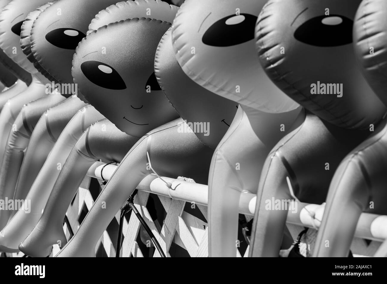 Evergreen State Fair ,game booths with multicolored Alien balloons ...