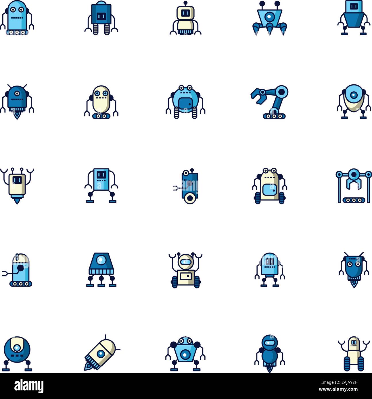 bundle of robots cyborg set icons Stock Vector Image & Art - Alamy
