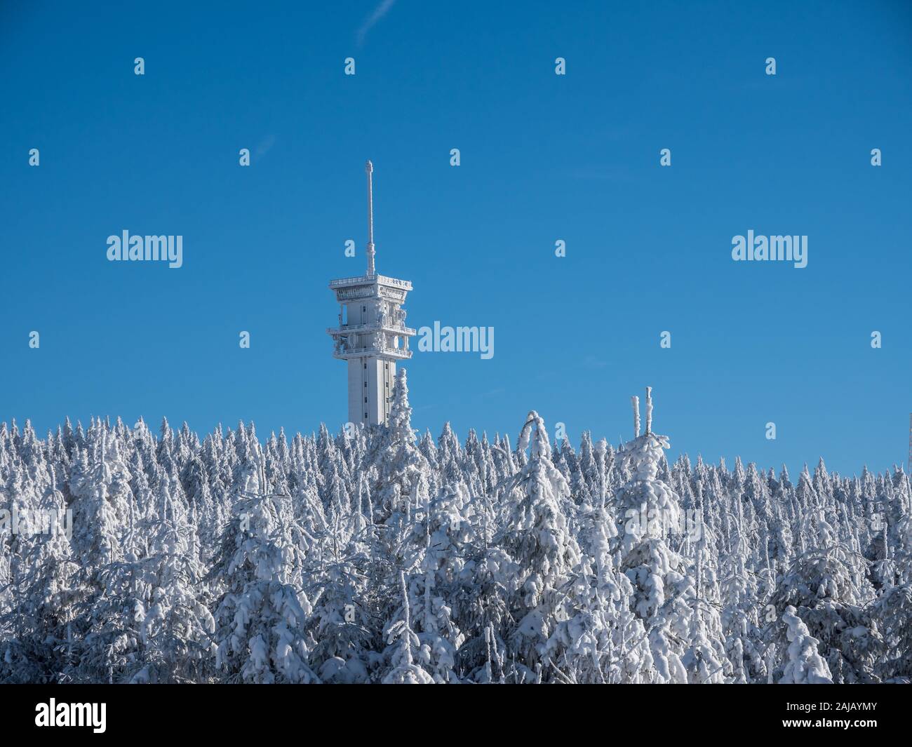 View of the Keilberg with radio tower Stock Photo - Alamy