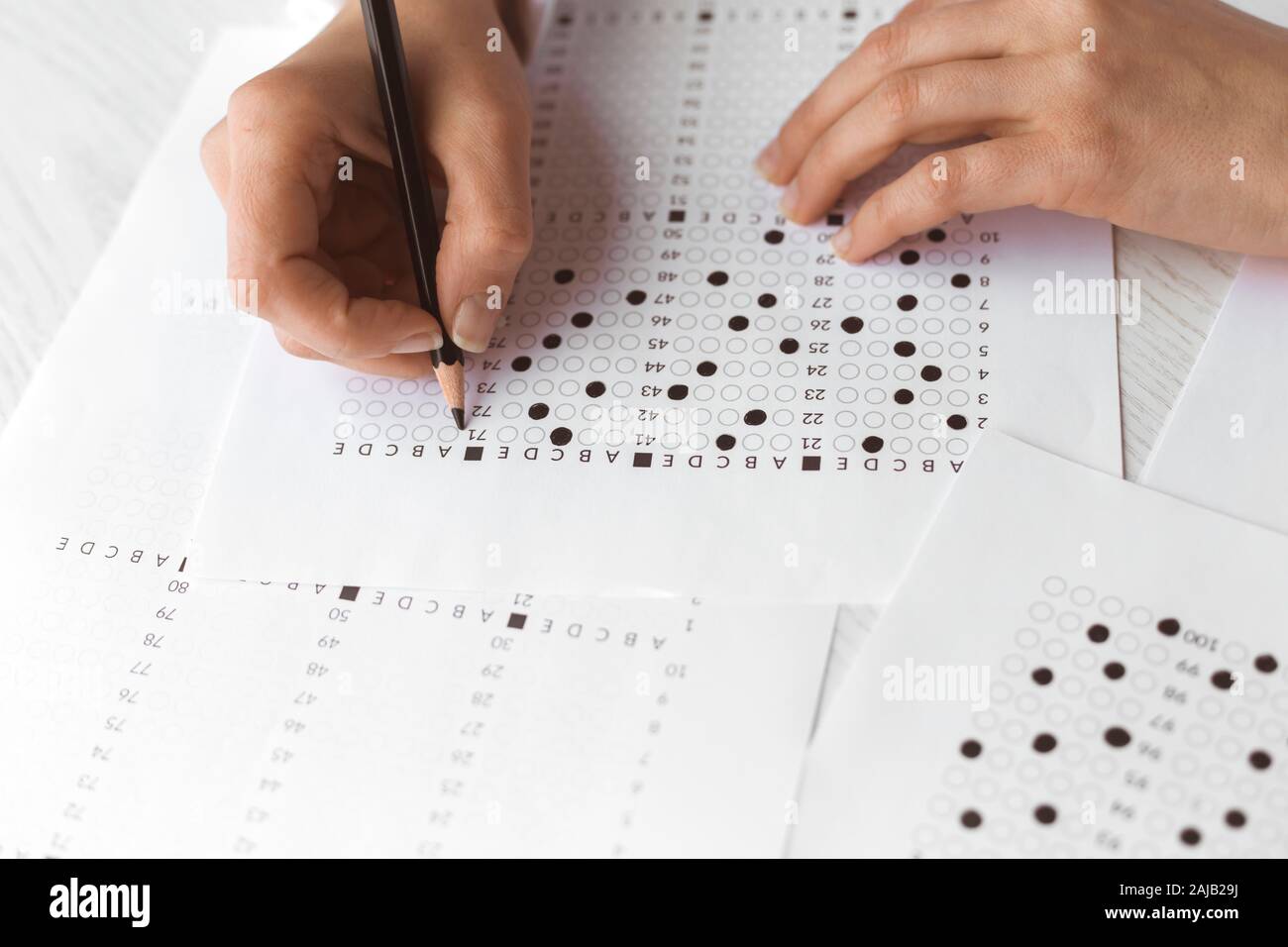 Student taking test desk hi-res stock photography and images - Alamy