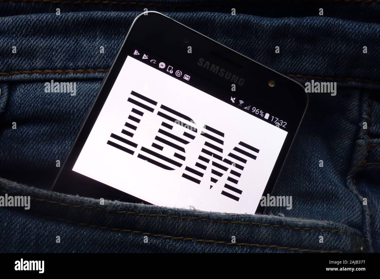 IBM website displayed on Samsung smartphone hidden in jeans pocket ...