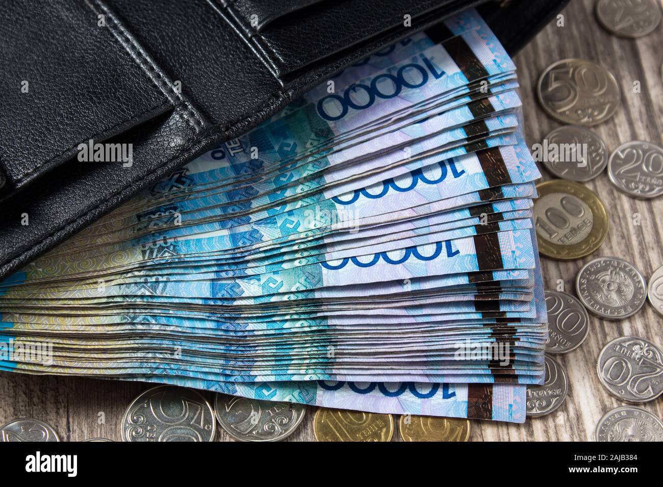 Paper banknotes tenge KZT. Tenge is the national currency of Kazakhstan ...