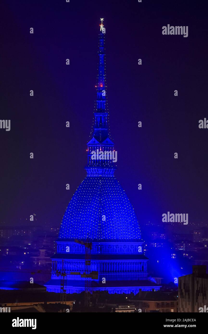 Turin, Italy - 05 December, 2019: The Mole Antonelliana, major landmark ...