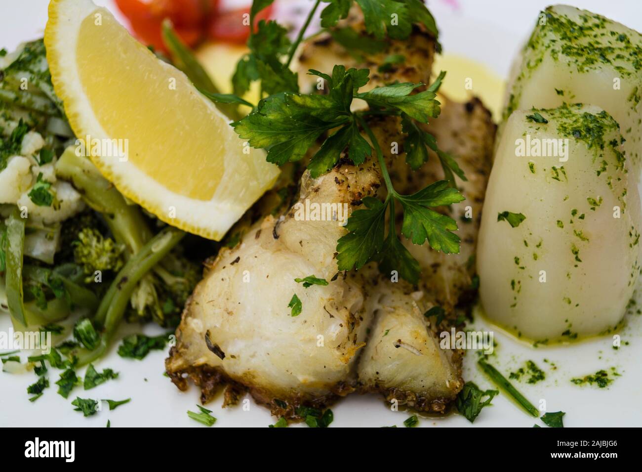 Portuguese fish and seafood specialties Stock Photo - Alamy