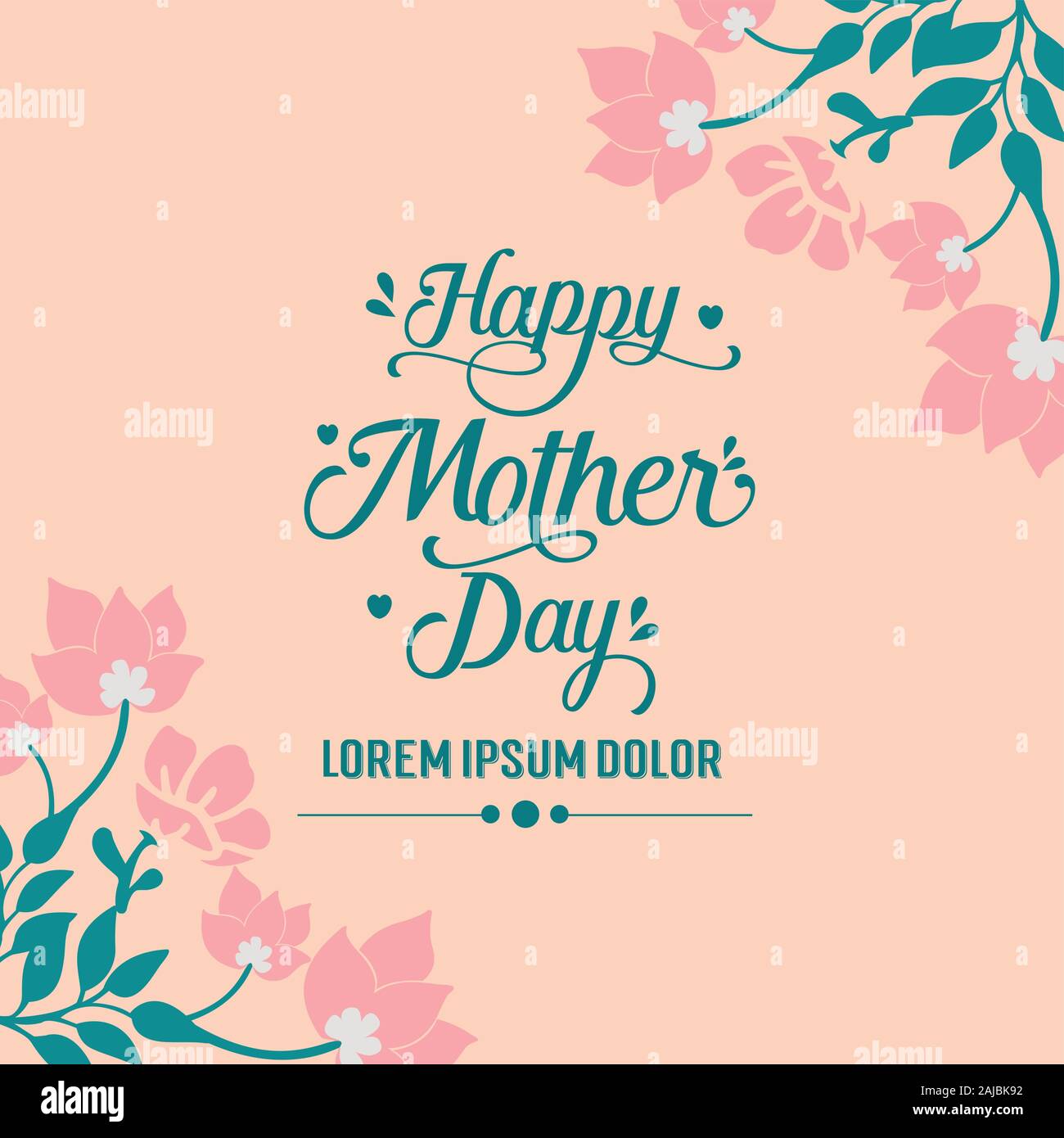 Decoration of happy mother day greeting card, with beautiful floral frame. Vector Stock Vector ...