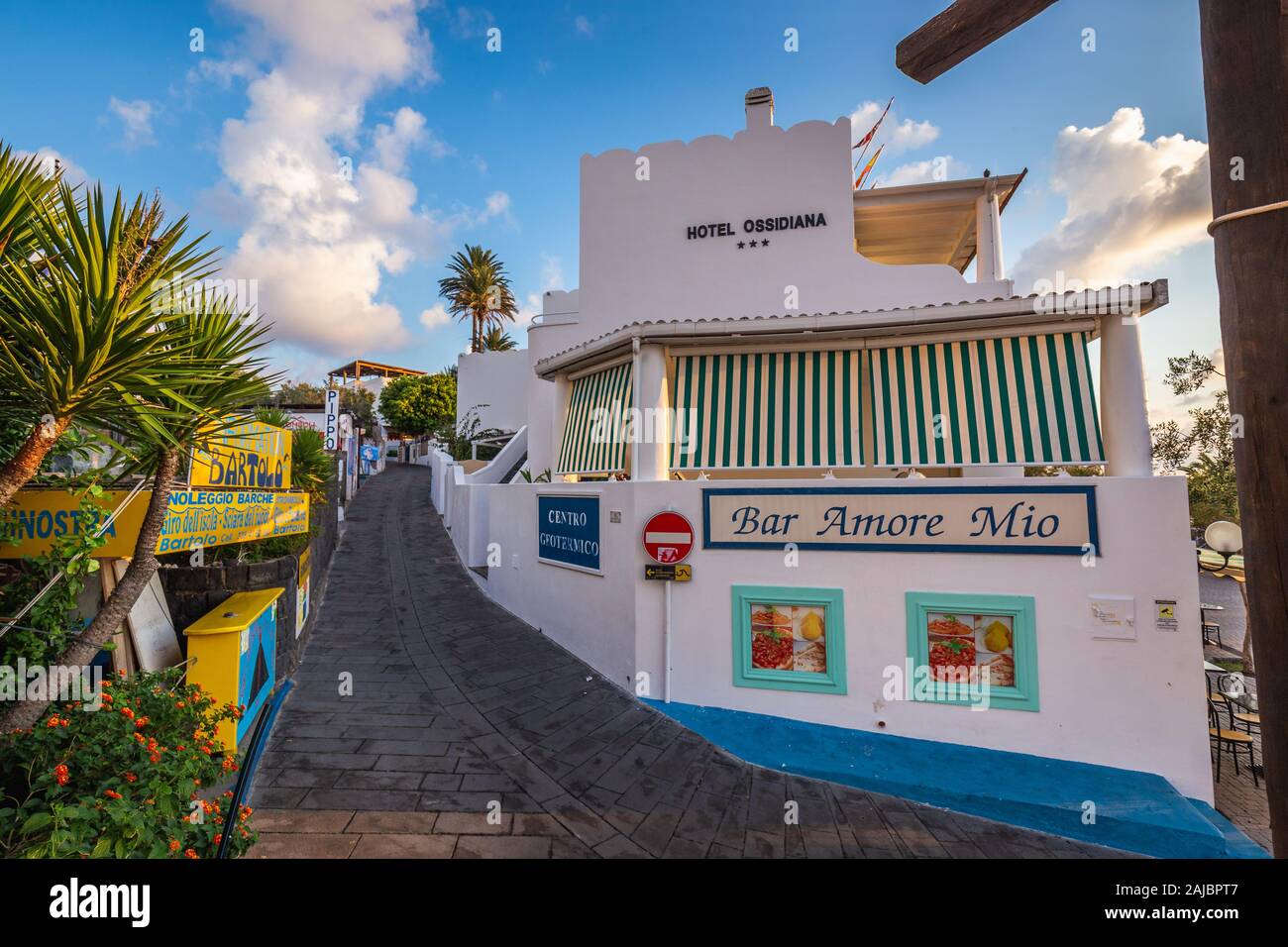 Stromboli, Italy - October 01 2017: Hotel on the famous island of ...