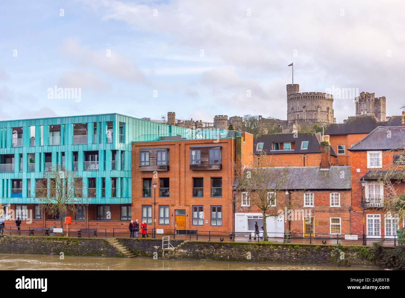 Windsor and Eton riverside in England UK.A very popular tourist ...
