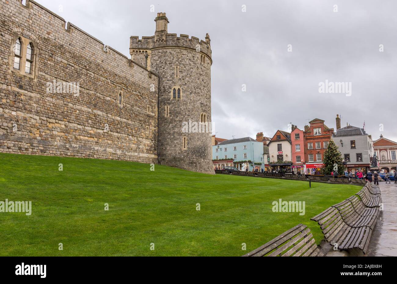 Outside view of Windsor Castle in England.Windsor Castle is the oldest ...