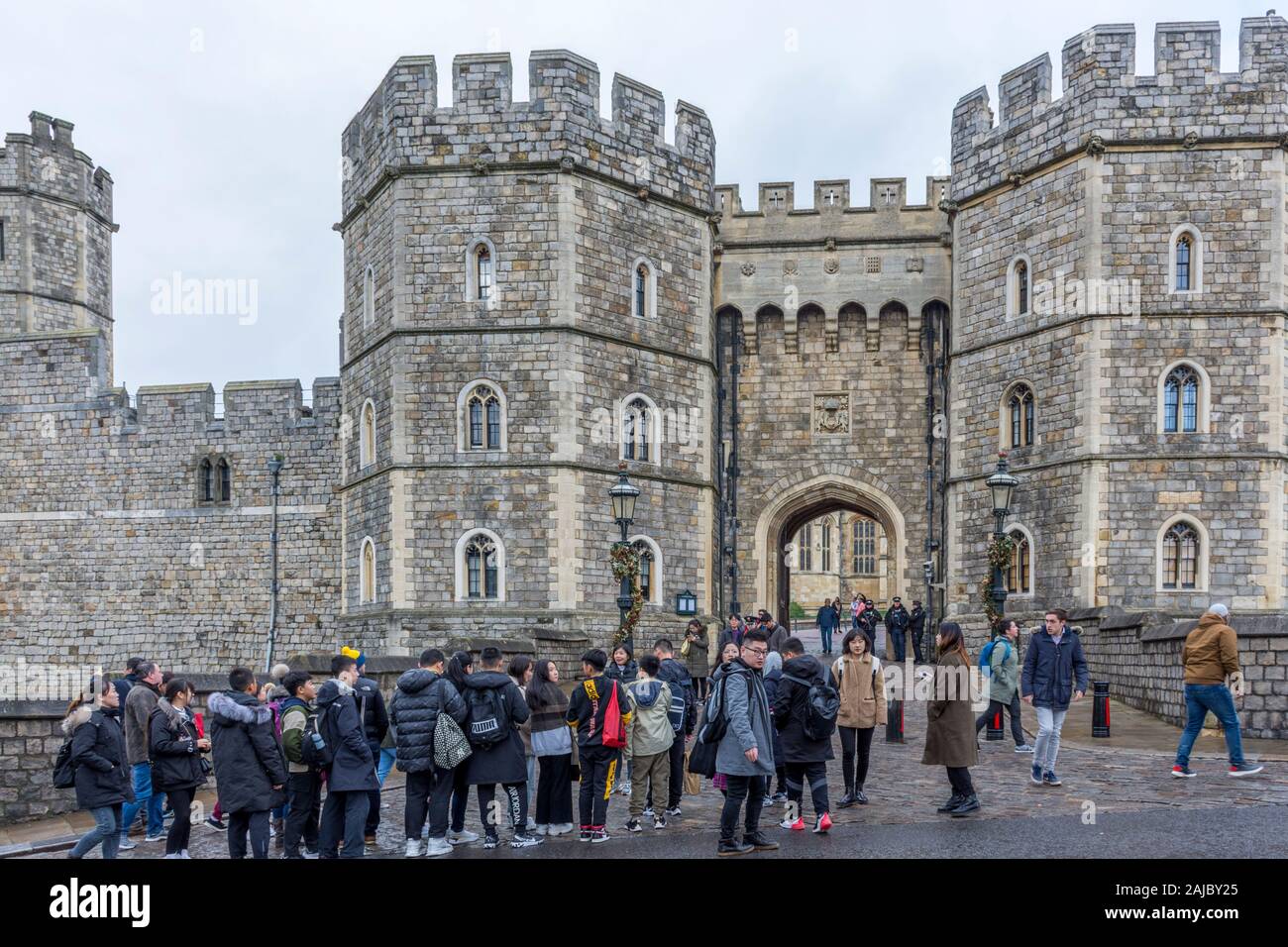 Outside view of Windsor Castle in England.Windsor Castle is the oldest ...