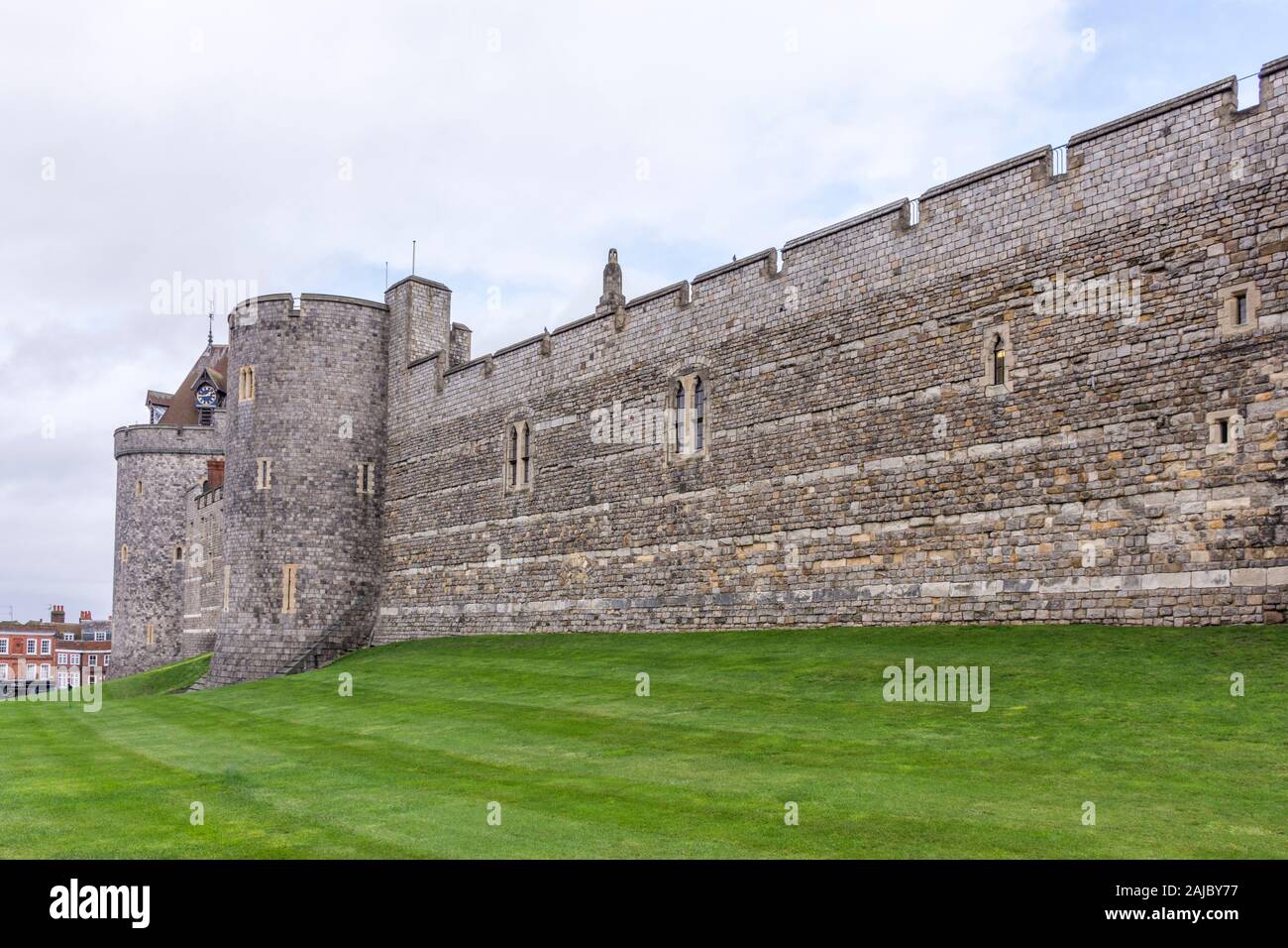 Outside view of Windsor Castle in England.Windsor Castle is the oldest ...