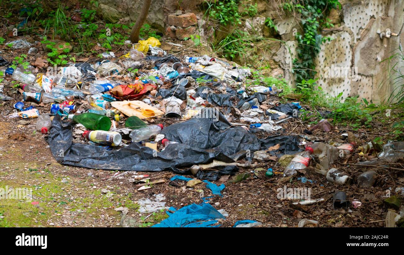 Garbage dump. Ecological catastrophe. Environmental pollution Stock ...