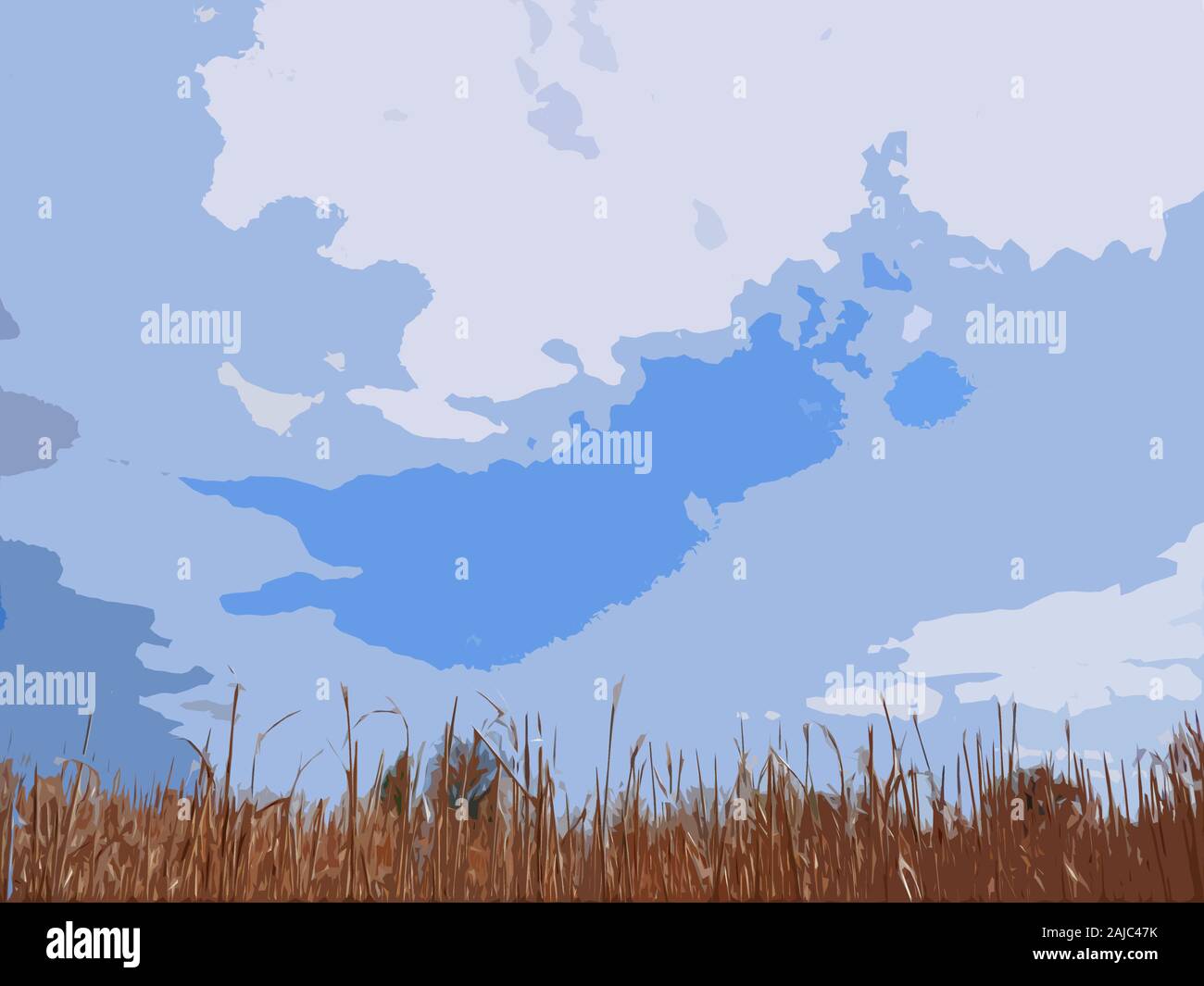Sky with clouds, grasses, photoshop cutout filter Stock Photo - Alamy