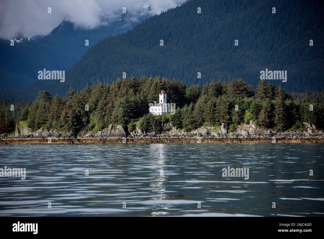 Sentinel Island Lighthouse, Favorite Channel, Southeast Alaska Stock ...