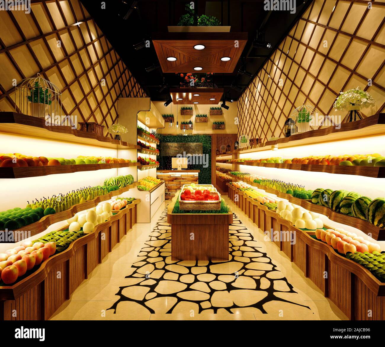 3d render of grocery shop Stock Photo - Alamy