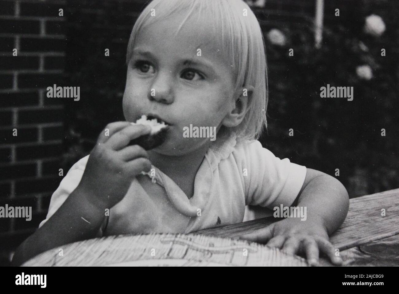 Fine 1970s black and white photography of a cute caucasian baby ...