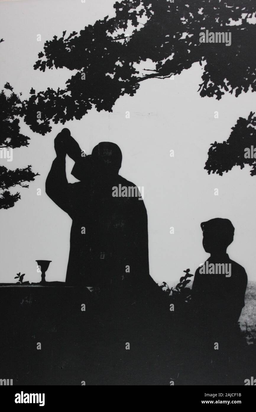 Fine seventies black and white extreme photography of a Catholic priest ...