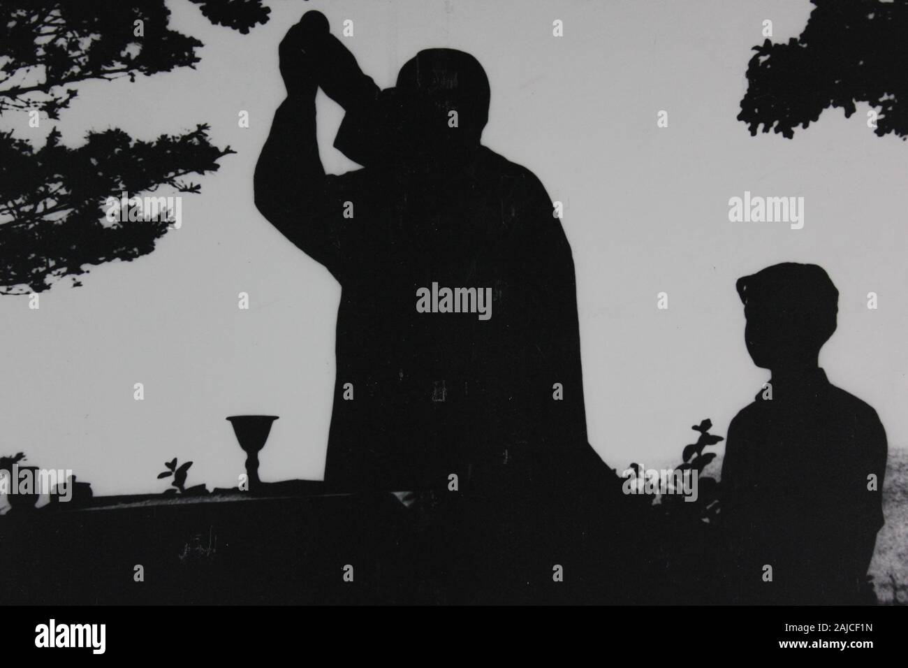 Fine seventies black and white extreme photography of a Catholic priest ...