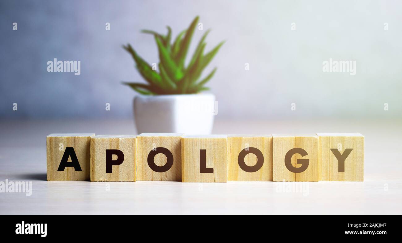 apology - word from wooden blocks with letters, sorry concept, random ...