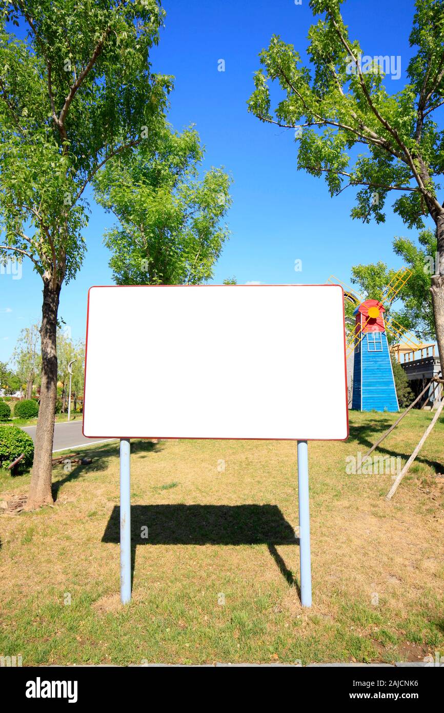 The blank signs in the park Stock Photo - Alamy